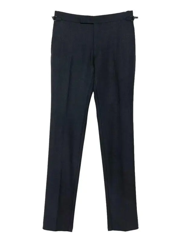 TOM FORD Shelton Check-pattern Trousers - Blue