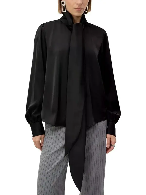 Hugo Regular-fit Blouse In Satin With Burnout Print - Black