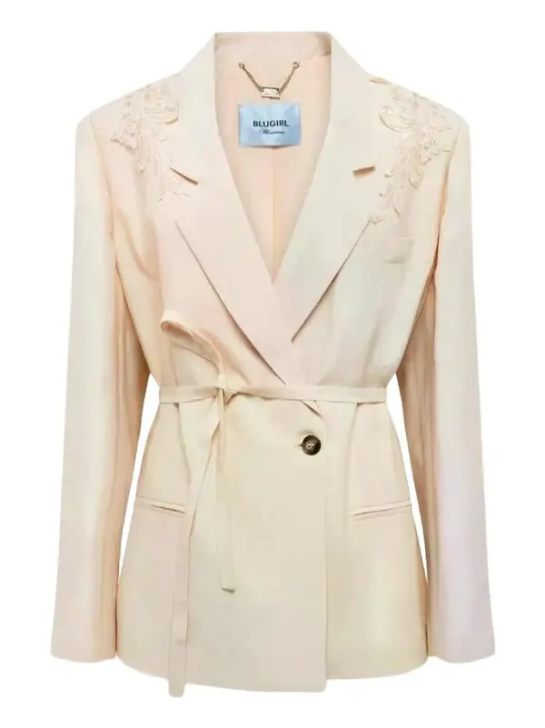 BLUGIRL Embroidered Belted Blazer - Neutrals