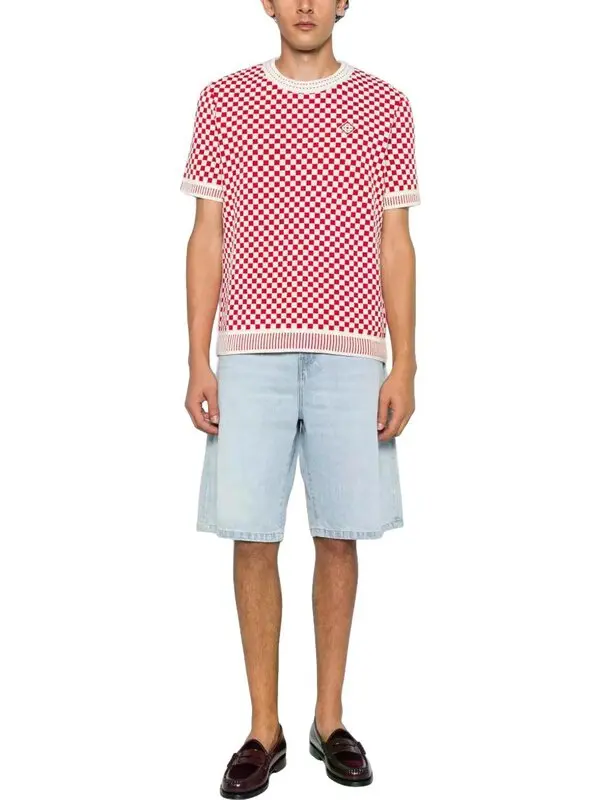 Casablanca Checkered Knit T-shirt - Red