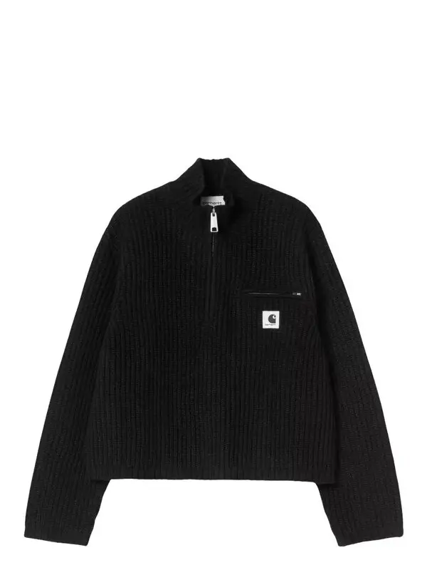 Carhartt Work In Progress Detroit Ribbed-knit Half-zip Sweater - Black