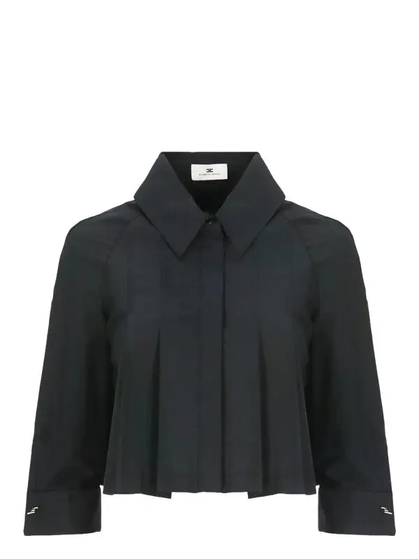 Elisabetta Franchi Pleated Cropped Shirt - Black