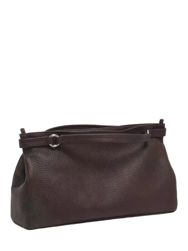 Orciani Midi Grained Leather Tote Bag - Brown