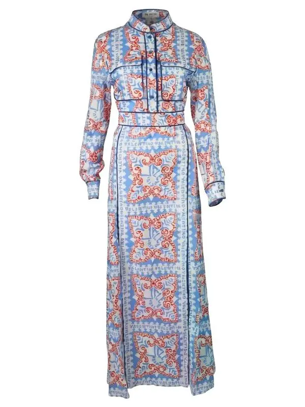 Valentino Garavani Logo-print Belted Dress - Blue