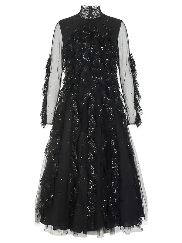 Valentino Garavani Sequin-embellished Ruffled Midi Dress - Black