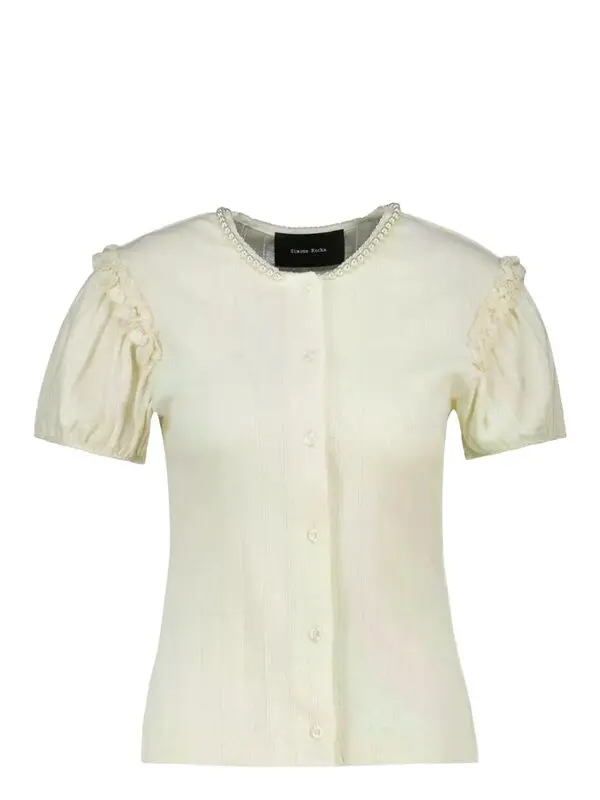 Simone Rocha Pointelle Puff-sleeve Blouse - Neutrals