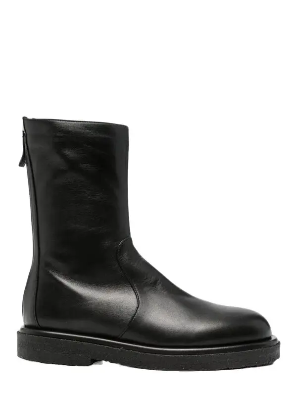 POMME D´OR Rear Zip-fastening Leather Ankle Boots - Black