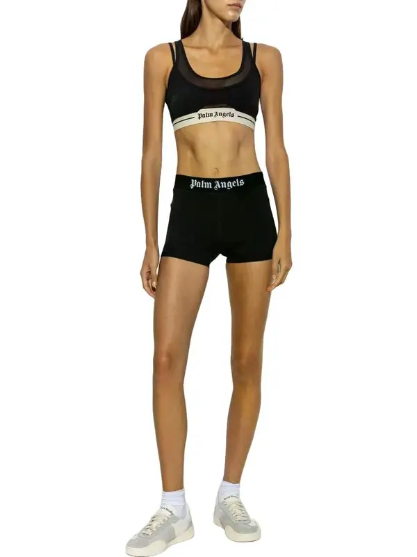 Palm Angels Logo-tape Layered Sports Bra - Black