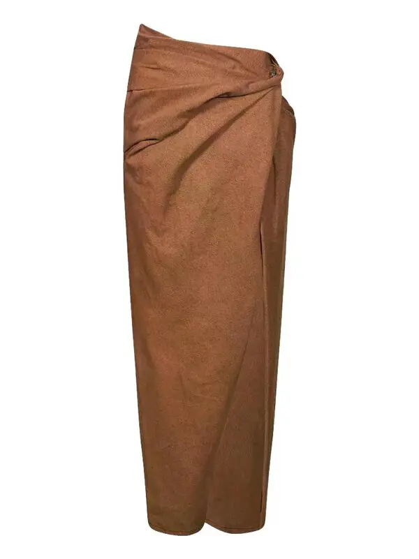 DIESEL® Draped Denim Midi Skirt - Brown