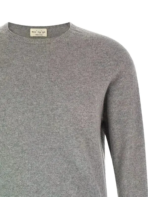 MA'RY'YA Raglan-sleeve Side-slit Sweater - Grey