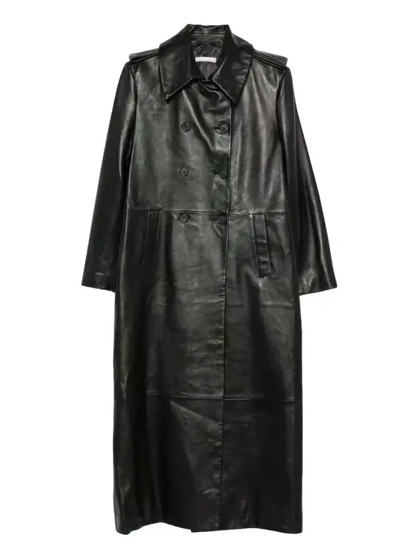 Liviana Conti Double-breasted Leather Coat - Black