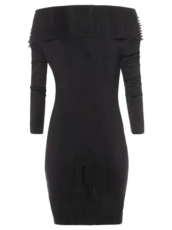 FRACOMINA Embellished Off-the-shoulder Mini Dress - Black