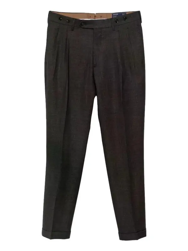 BERWICH Barber Long Pleated Tailored Trousers - Brown