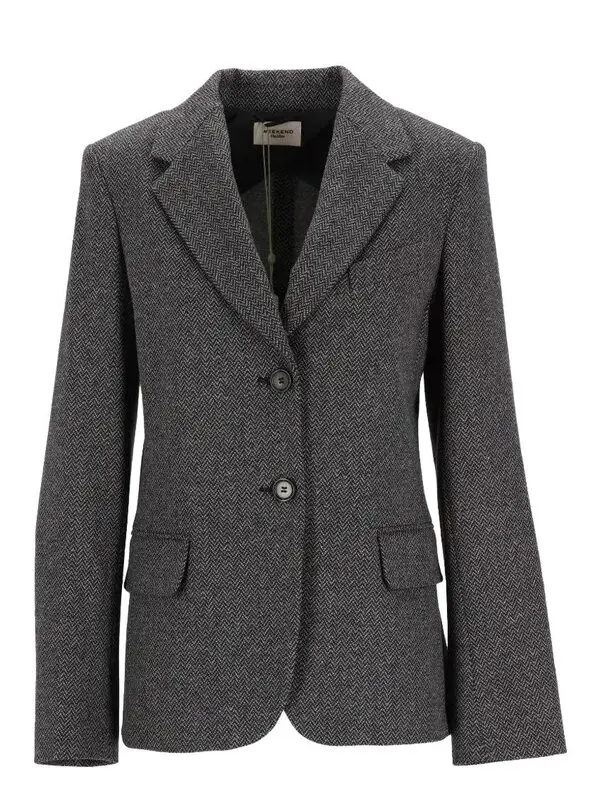 Max Mara Chevron-jacquard Single-breasted Blazer - Grey