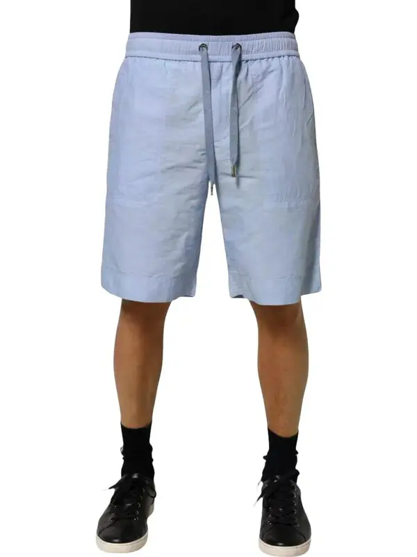 Dolce & Gabbana Drawstring Linen Shorts - Blue