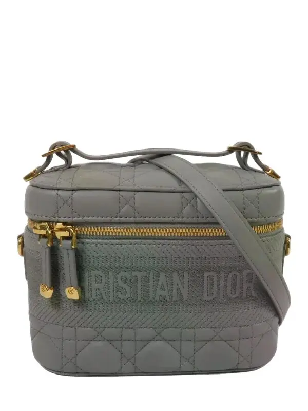 Dior Cannage Vanity Case Tote Bag - Grey