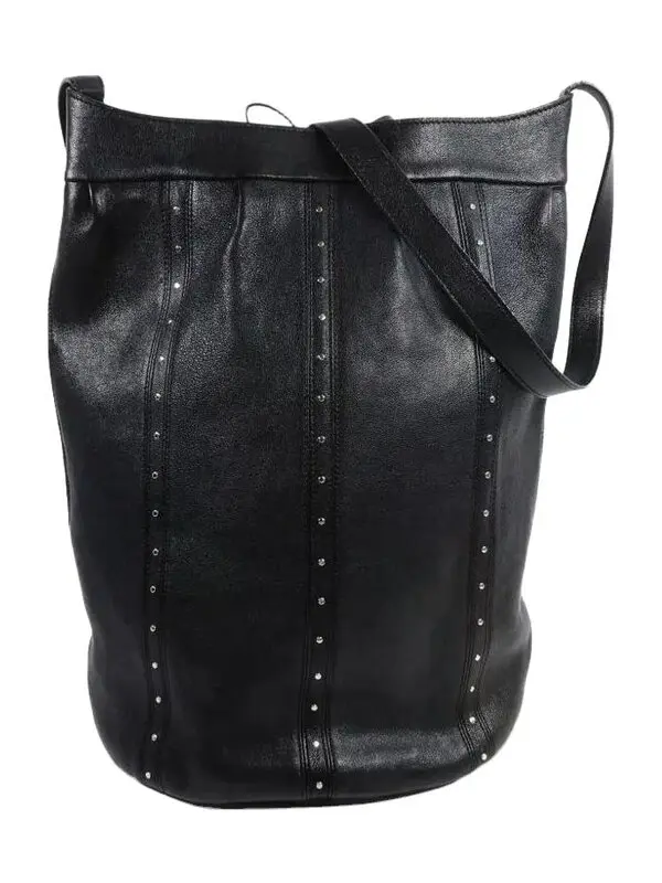 Celine Studded Leather Bucket Bag - Black
