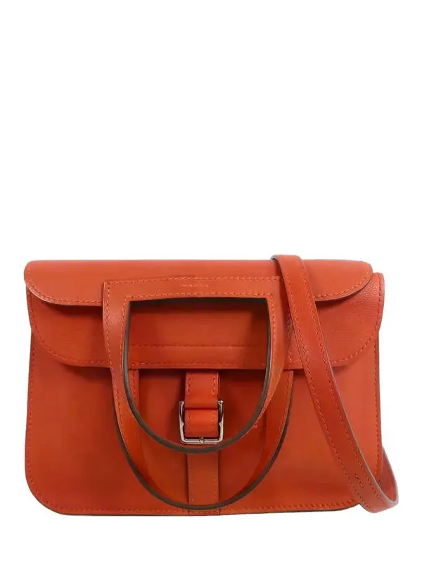Hermès Mini Halzan Leather Shoulder Bag - Orange