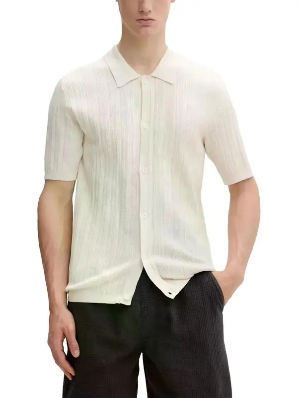 Marc O'polo Ribbed-knit Short-sleeve Shirt - Neutrals