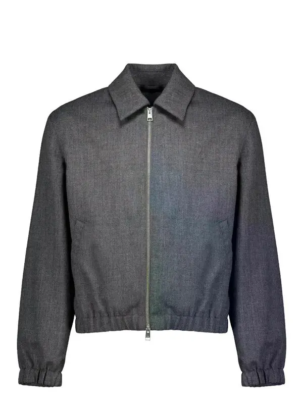 AMI Paris Wool Padded Jacket With De Coeur - Grey
