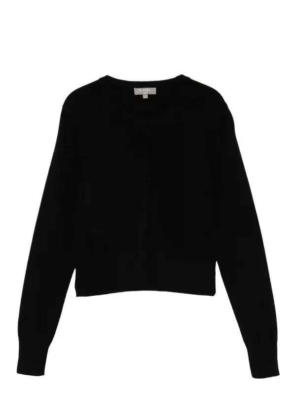 N.peal Covered Button Cashmere Cardigan - Black