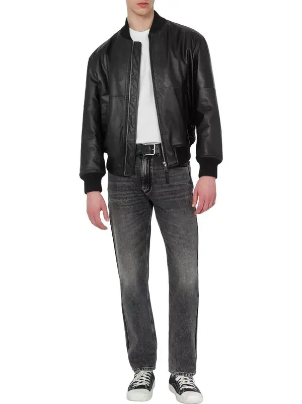 Moschino Logo-plaque Leather Jacket - Black