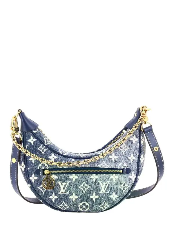 LOUIS VUITTON Loop Handbag Monogram Jacquard Denim Hobo Bag - Blue