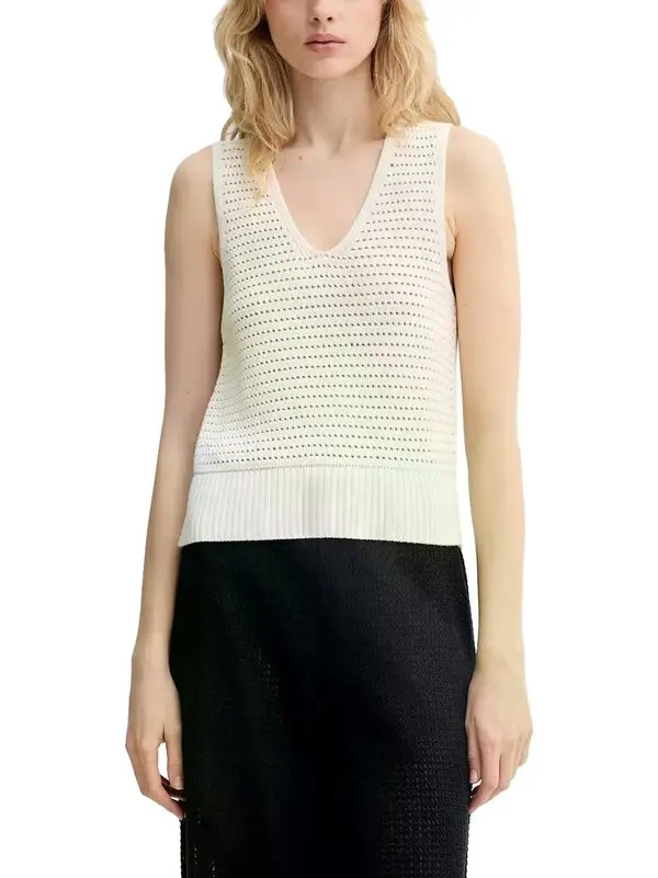 Marc O'polo Open-knit V-neck Top - Neutrals