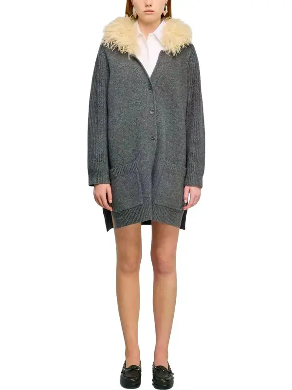 SEMICOUTURE Trudi Ribbed Coat - Grey