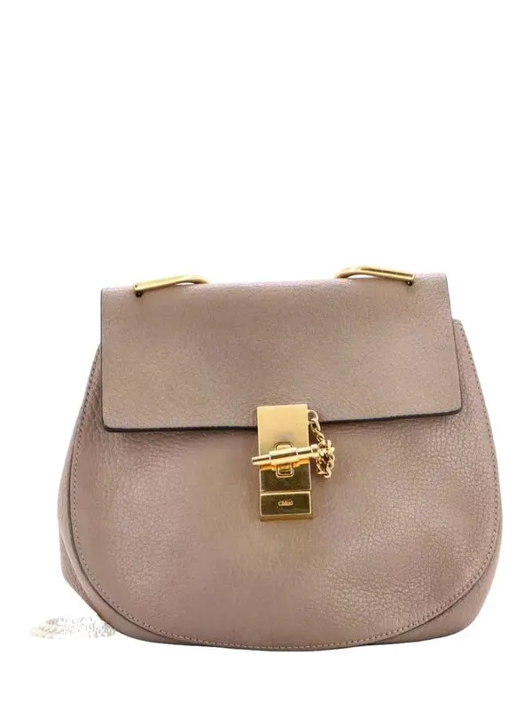 Chloé Drew Leather Small Crossbody Bag - Grey