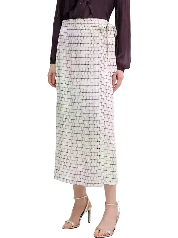 MARC AUREL Geometric-print Wrap Midi Skirt - Neutrals