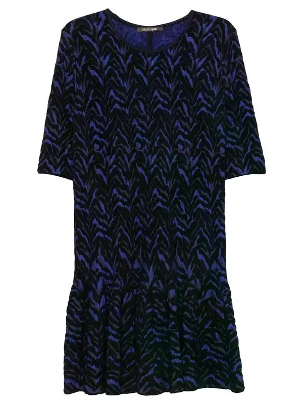 Roberto Cavalli 2000s Animal-pattern Dropped-waist Dress - Black