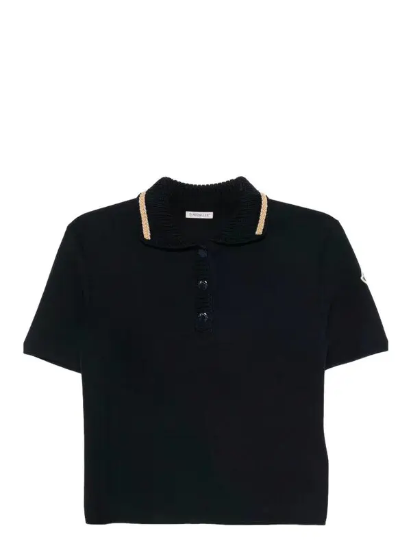 Moncler Logo-patch Knit Polo Shirt - Blue