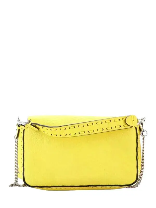 Fendi Selleria Baguette Nm Bag Leather Mini Crossbody Bag - Yellow