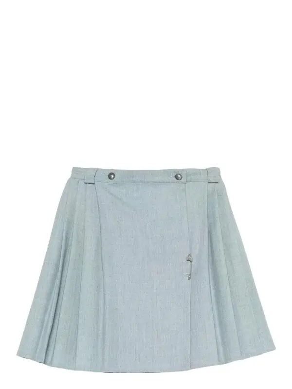Versace 1980s Pleated Safety-pin Mini Skirt - Blue