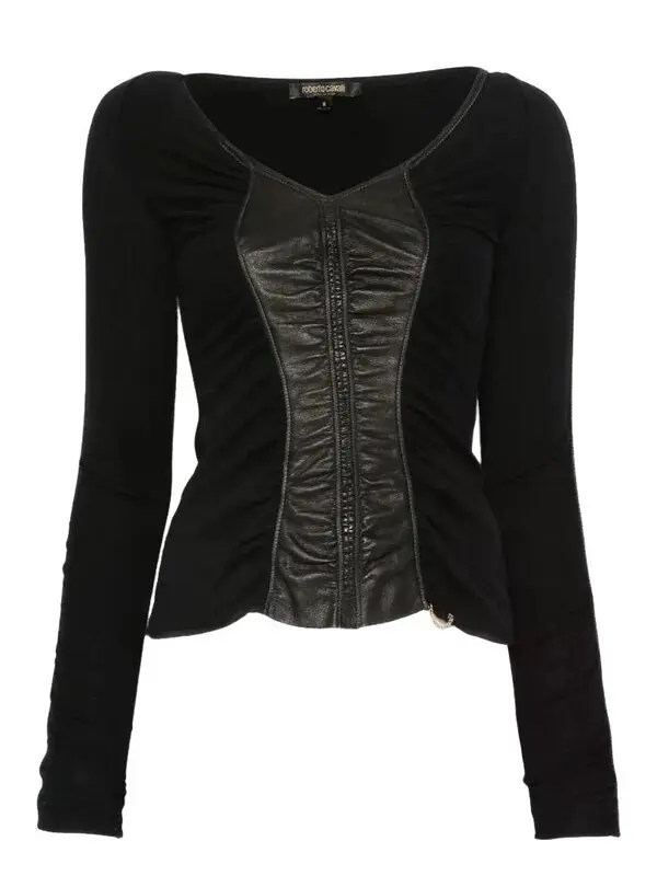 Roberto Cavalli 2000s Panelled Ruched Top - Black