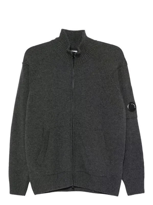 C.P. COMPANY Zip-up Lens Sweater - Grey