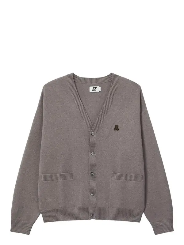 Izzue Logo-patch Cardigan - Grey