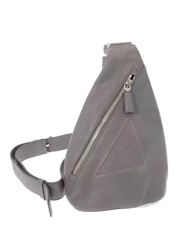 Prada 2000-2026 Vitello Daino Logo Embossed Sling Bag Crossbody Bag - Grey