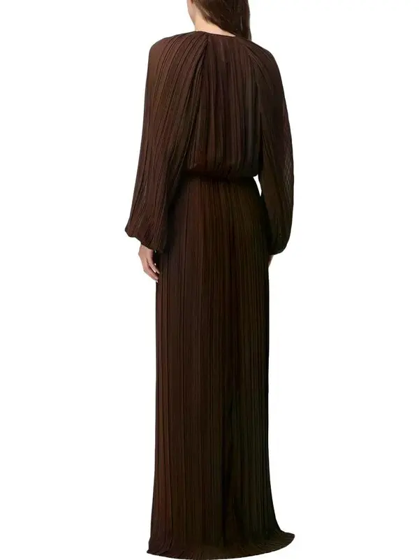 Fabiana Filippi Pleated Ruffled Maxi Dress - Brown