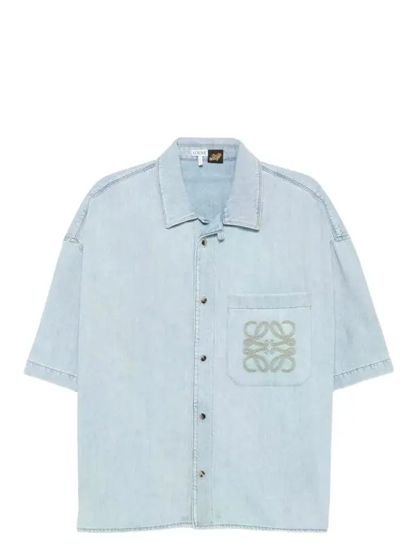 Loewe Short Sleeve Shirt In Denim - Blue