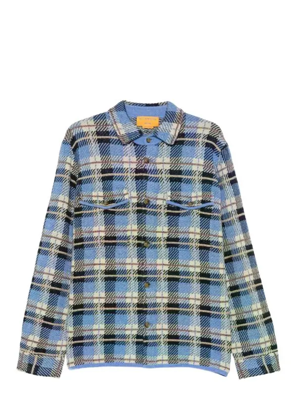 Guest In Residence Check-pattern Button-down Polo Shirt - Blue