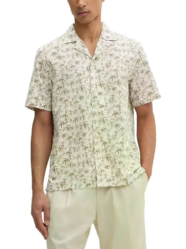 Marc O'polo Bamboo-print Short-sleeved Shirt - Neutrals