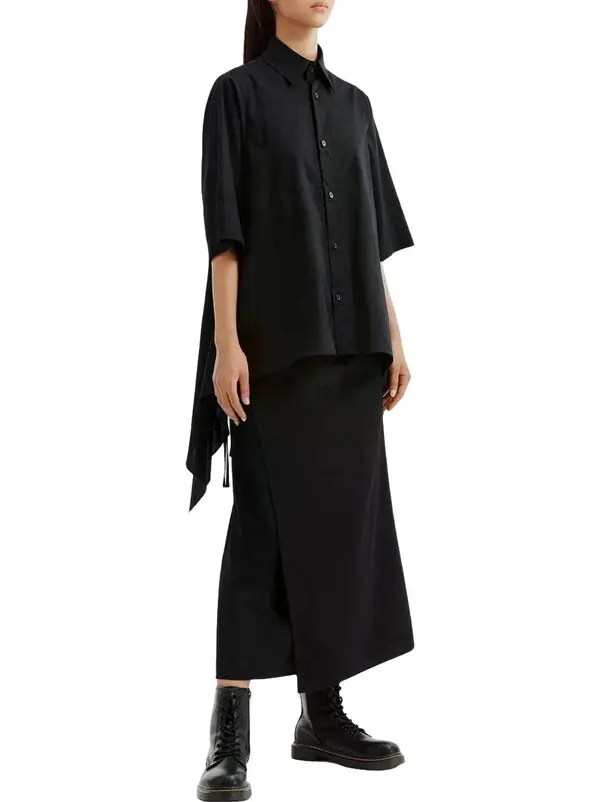 Y’s Tie-fastening Midi Skirt - Black