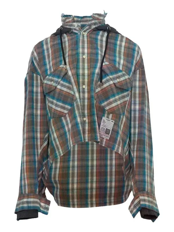 Mihara Yasuhiro Hoodie Combine Checkered Shirt - Orange