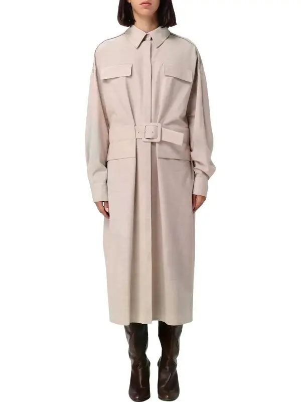 Fabiana Filippi Sahariana Belted Chest-pockets Maxi Shirt Dress - Neutrals