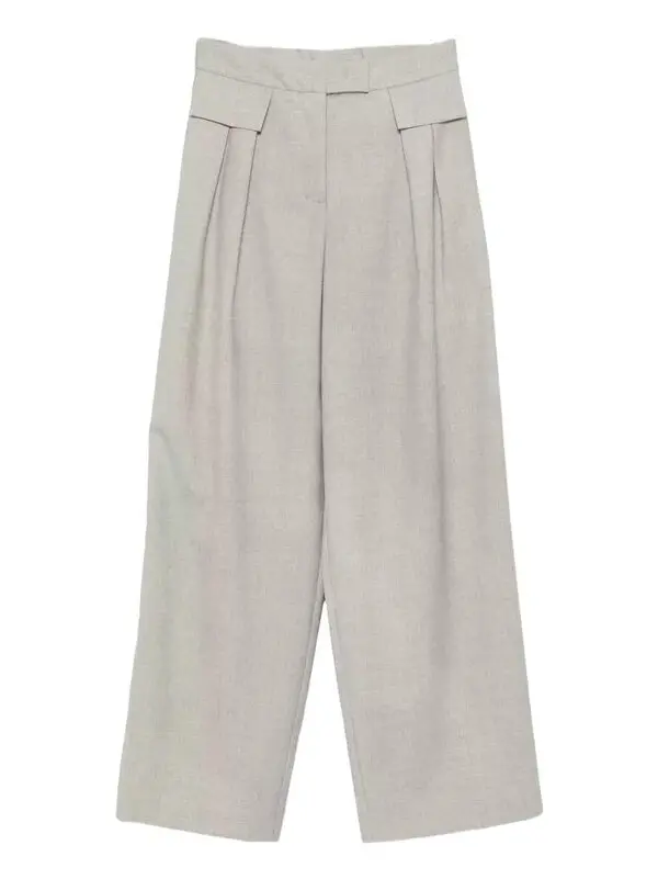 Liviana Conti Pleated Wide-leg Trousers - Grey