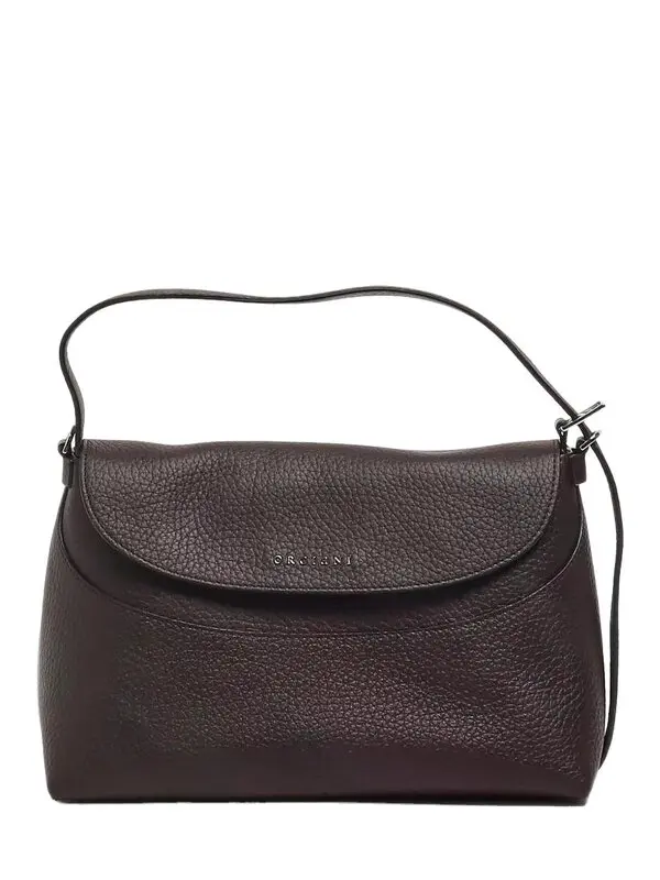 Orciani Midi Grained Leather Shoulder Bag - Brown