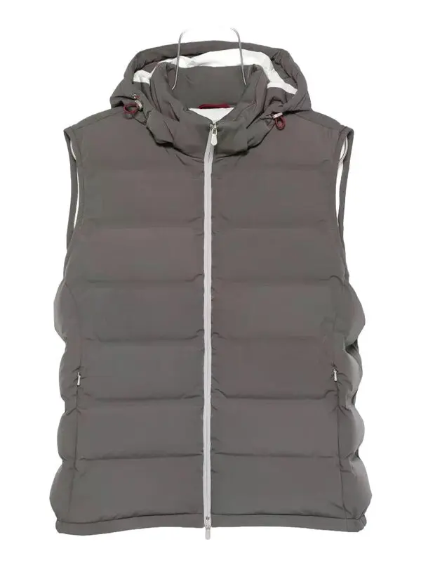 Brunello Cucinelli Quilted Hooded Gilet - Grey