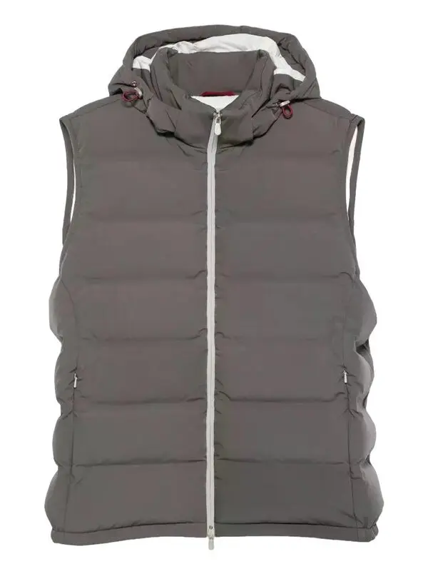 Brunello Cucinelli Quilted Hooded Gilet - Grey